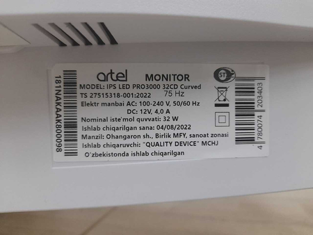 Zapchast monitor 32 IPS ekranli 16:9 75Ghz