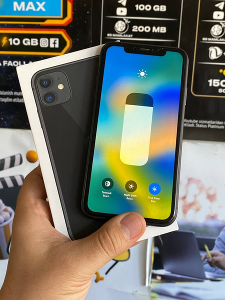 iphone 11 128gb emkost 100% 35 sikl zaryada qo'yilgan paket tel