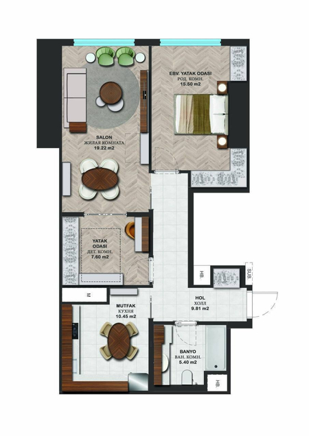 Продается 3х ком. квартира, ЖК Nest One, ор-р: Ташкент Сити, 74м2