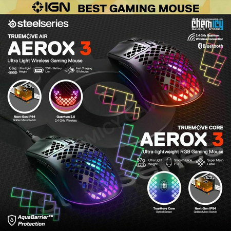 СКИДКА! Steelseries AEROX 3 (80млн нажатий,IP54) Проводная мышка/мышь