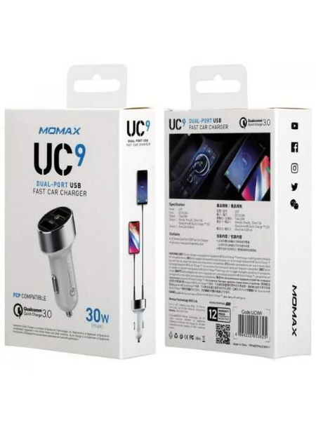 QC 3.0 Зарядное устройство (зарядник) для машины car charger MOMAX