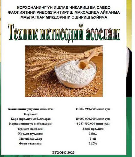 Оценка.Бахолаш.ТЭО.Бизнес режа