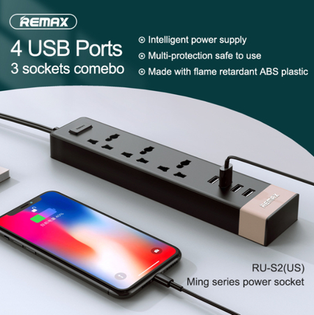 Remax RU-S2 Сетевой фильтр удлинитель + зарядка на 4 USB