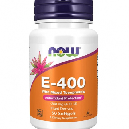 NOW, Витамин Е-400 МЕ, vitamin E-400 ME, 50 мягких желатиновых капсул
