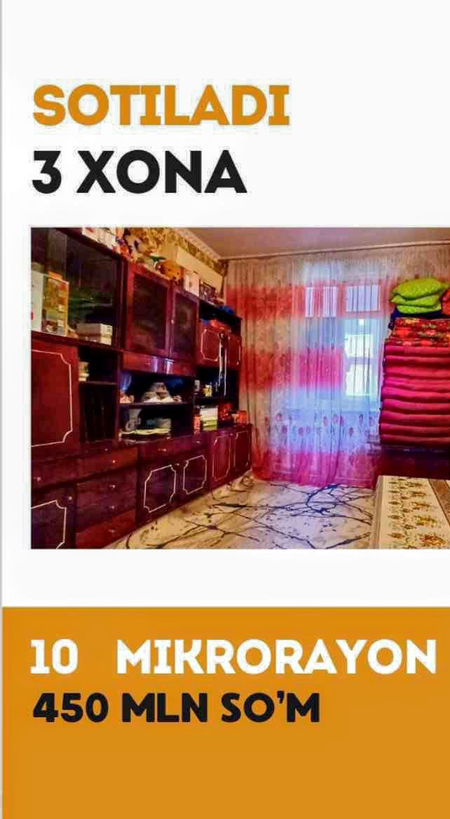 Kvartira sotiladi narxi 450 million som