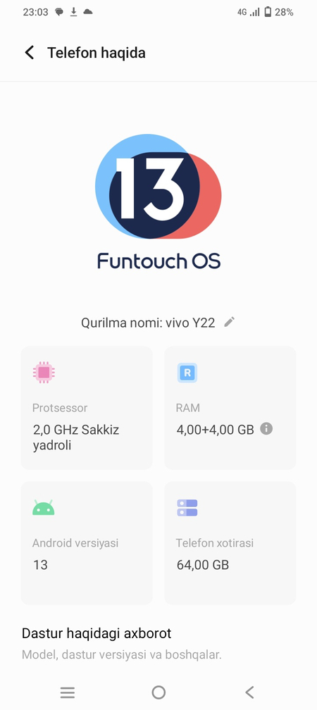 Vivo y 22 karopkasi yoq