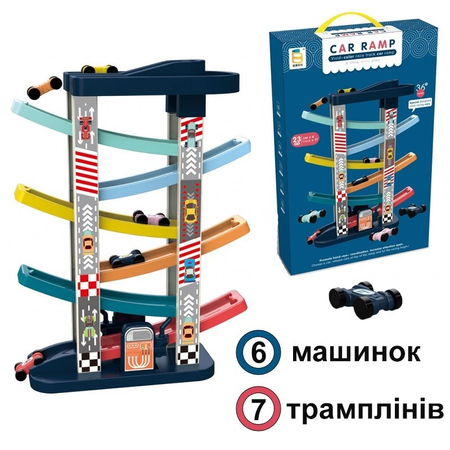 Конструктор Автотрек с гаражом и машинками трамплин - Доставка