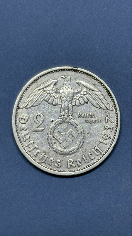 2 рейхсмарки 1937 года серебро
