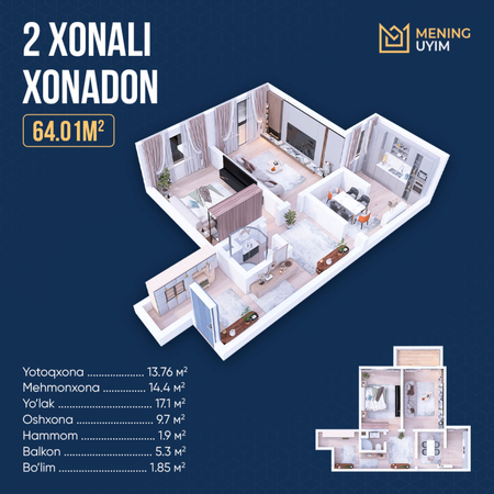MENING UYIM CHOSHTEPA da sanoqli xonadonlar aksiyada