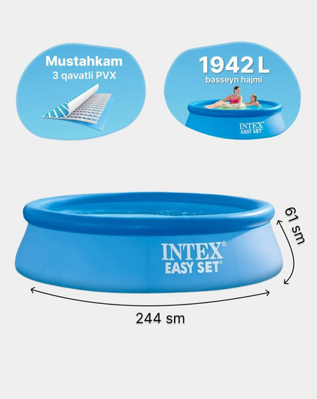 Intex bestway 2.44x61 см бассейн надувной