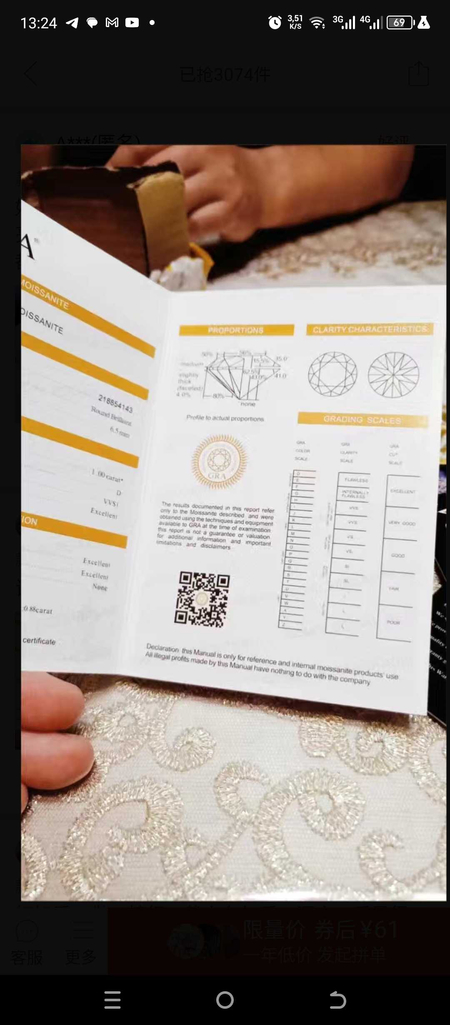 Бриллиант Муассонит кольцо