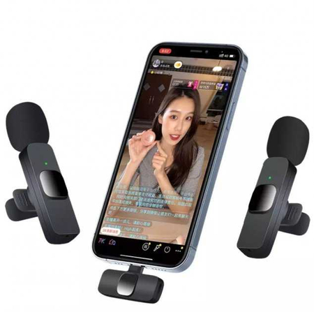 +ДОСТАВКА! Беспроводной Микрофон-петличка  К9  двойной  iPhone/Android