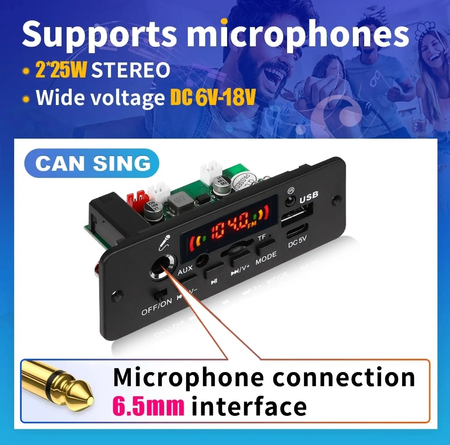 Плата декодера MP3 , Bluetooth , 2x25w