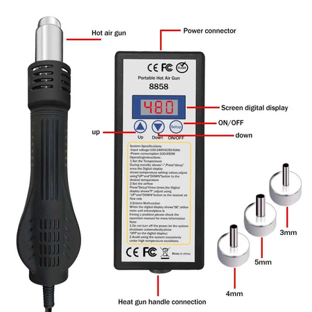 Паяльная станция JCD 750 Вт, цифровой фен для пайки