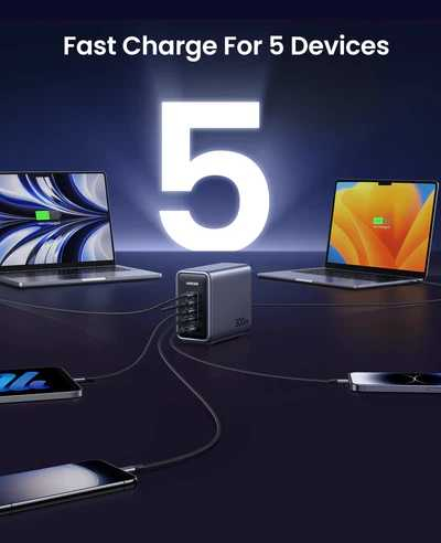 UGREEN Nexode 300W USB C GaN зарядное устройство-5 портов