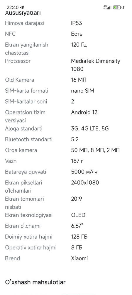 Redmi not 12 pro 8+4ga 128