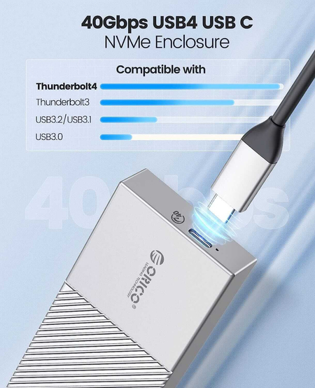 Корпус для SSD NVME 40Гбит/с ORICO 40Gbps M.2 Nvme SSD Enclosure