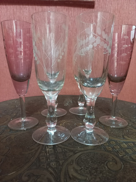 СССР бокалы,винтаж,цветное стекло, 2шт.