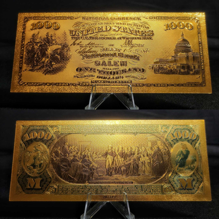 Коллекция сувенирных Долларов США 24k Gold. 7 банкнот