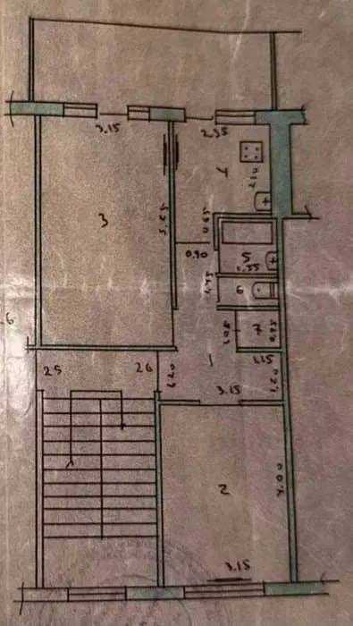 Квартира 2/1/5, 58 м², массив Феруза, ориентир Экобазар