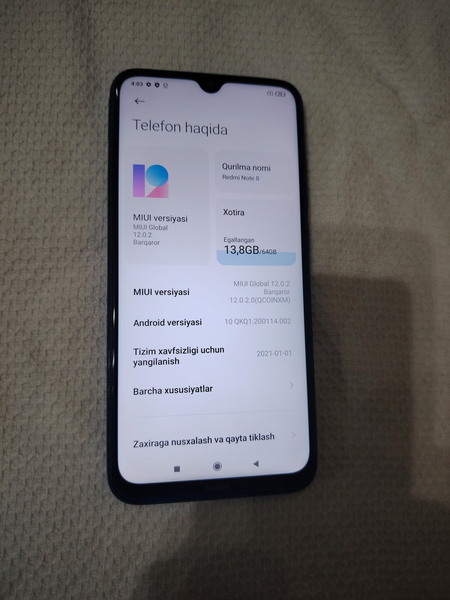 Redmi note 8  4/64GB  IDEAL yangidek