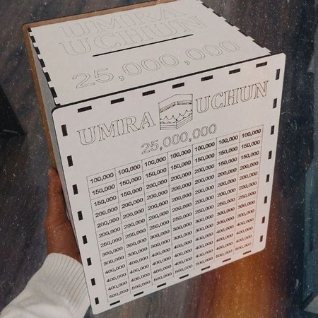Umra safari uchun yogʻoch pul qutisi