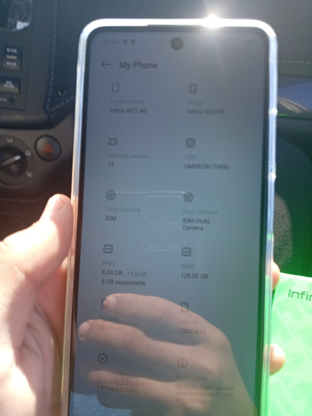 Infinix hot 40i idial 1 oy bulmagan karobka dakiment