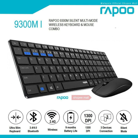 СКИДКА! RU/ENG! (2в1) Rapoo 9300M Беспроводная Клавиатура и мышка/мышь