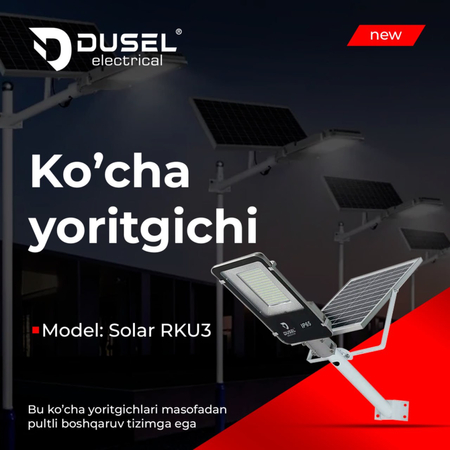 Quyosh panelli ko’cha yoritgichlari.