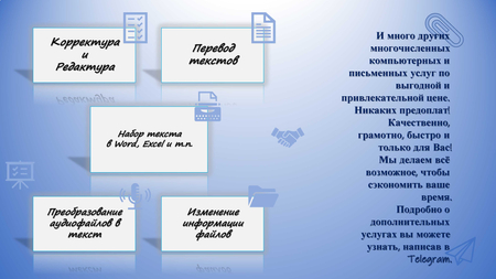 Набор текста, редактура.