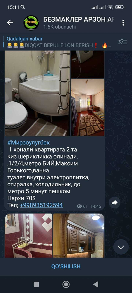 Bez makler sheriklikka kvartira
