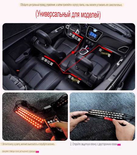 Автомобильная светодиодная лента 72 стандарта RGB