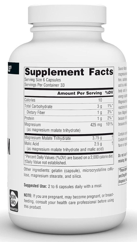 Source Naturals Magnesium Malate, добавка магния малата , 200 кап USA