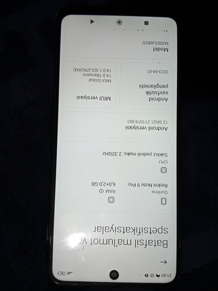 Redmi note 9 pro 6+2 ga 128 talik