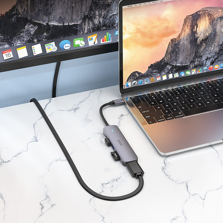 HB28, Type-C male to HDMI + Type-C PD + USB3.0 + USB2.0 + SD + TF, sup