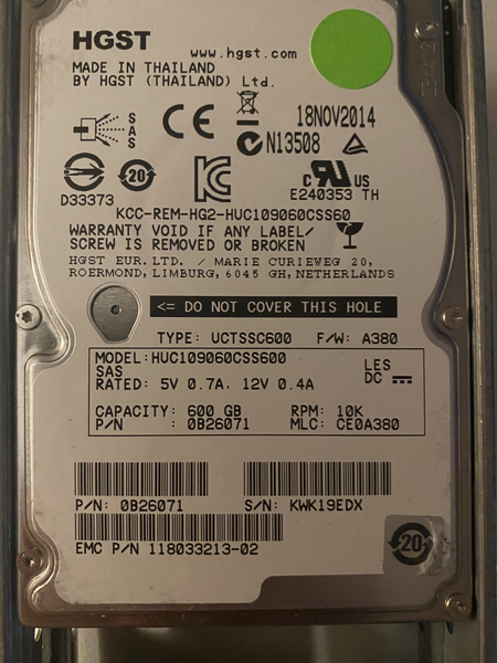 HGST SAS 600Gb 10k
