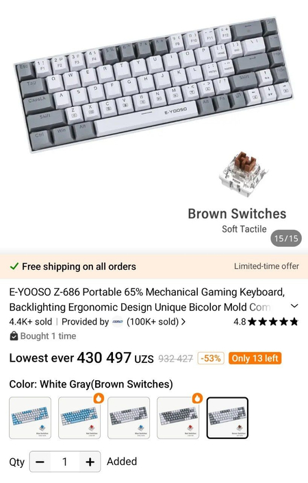 E-YOOSO Z-686 Mechanical Gaming keyboard with Backlighting