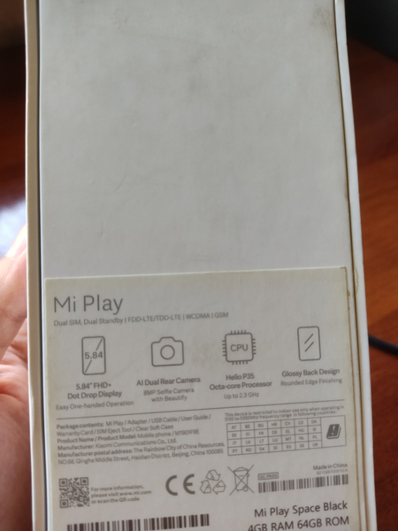 Продаётся телефон в хорошем состоянии mi play 4/64