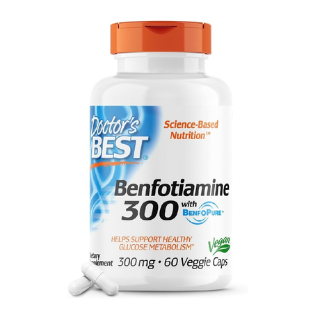 Doctor's Best Бенфотиамин 300 с BenfoPure, помогает поддерживать здоро