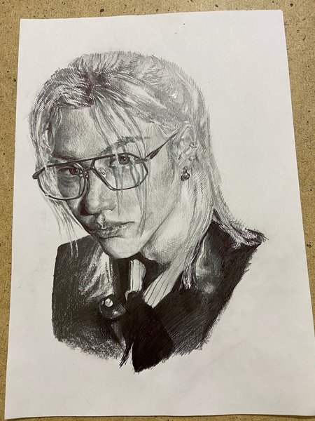 Рисунок с карандашом kpop айдолов. Felix  of Stray kıds  за 200.000