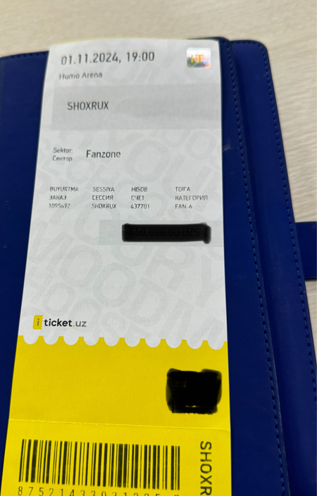 Shoxrux bilet fanzona 550.000