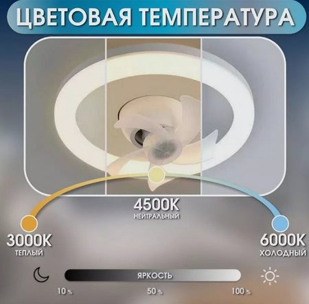 Светодиодный красочный потолочный вентилятор 2в1
