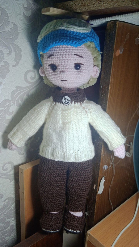 Кукла мальчик , вязаный , ручной работы