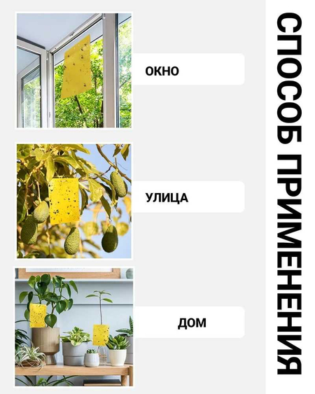 Липкая ловушка для насекомых, липучки от мошек в теплицах и горшках