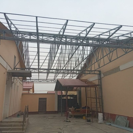 Kantinerdi temirdan stadion molxona zavod katejlar tomini yopish
