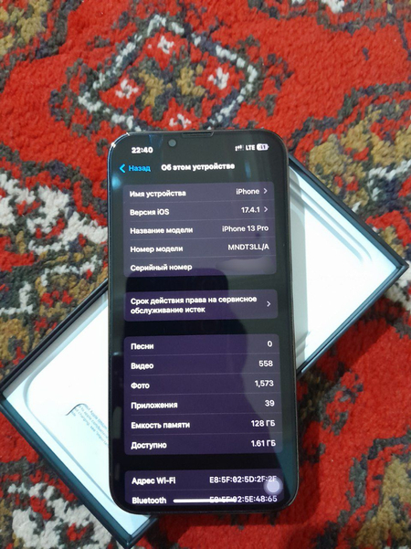 iPhone 13 pro 128 GB LLA AMERICA Region
128 ГБ ЛЛА
Ёмкость 85% оригина