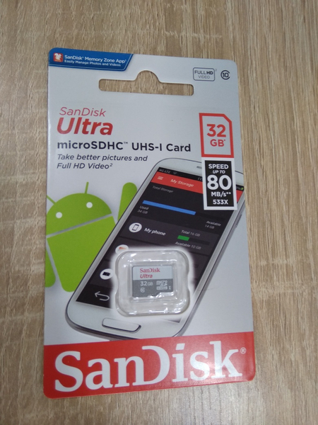 SanDisc Ultra Micro SD card 32 Gb, Full HD, 80 mb/s