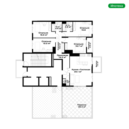 4-к квартира O`Z Mahal. Ипотека 15%