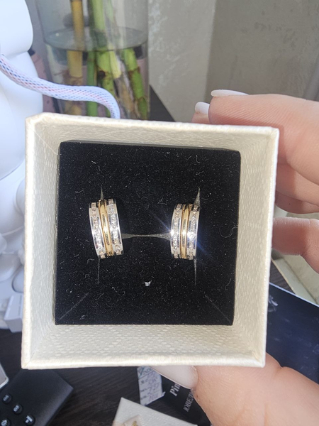 Серьги из белого и жёлтого золота