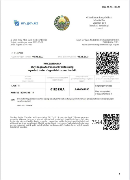 Tonirovka Ruxsatnomasi Xalol Nasiya Savdo!